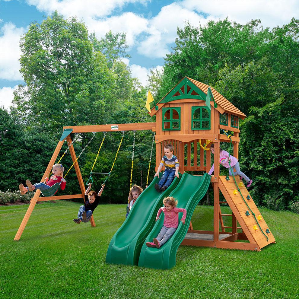 Outing Wooden Swing Set with Dual Slides | Gorilla Playsets
