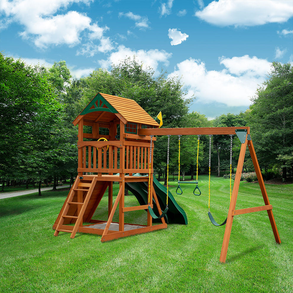Outing Wooden Swing Set with Dual Slides | Gorilla Playsets