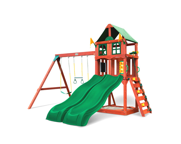 Playmaker Deluxe Wooden Swing Set with Dual Slides | Gorilla Playsets