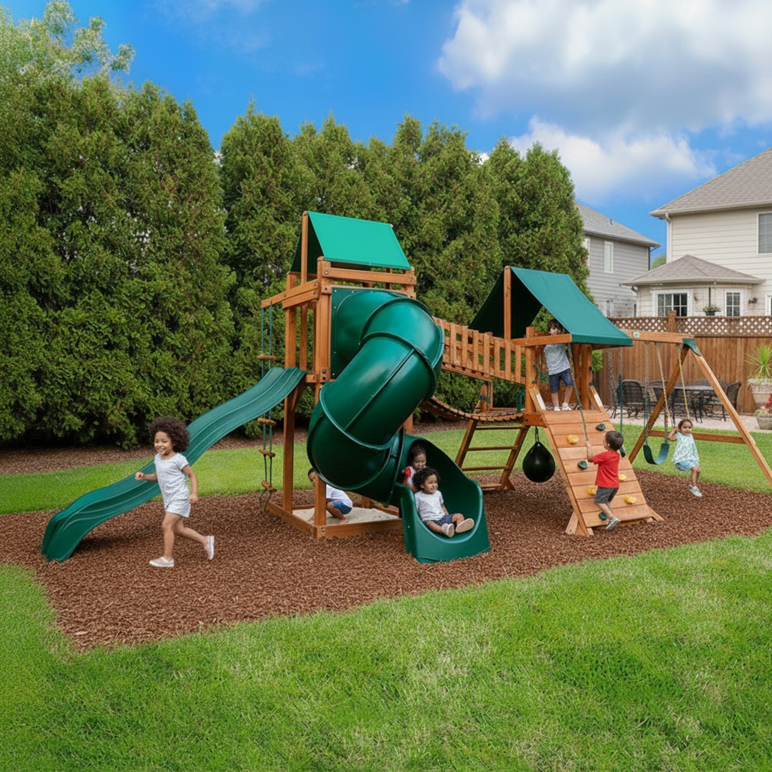 High Point Deluxe Wooden Swing Set | Gorilla Playsets